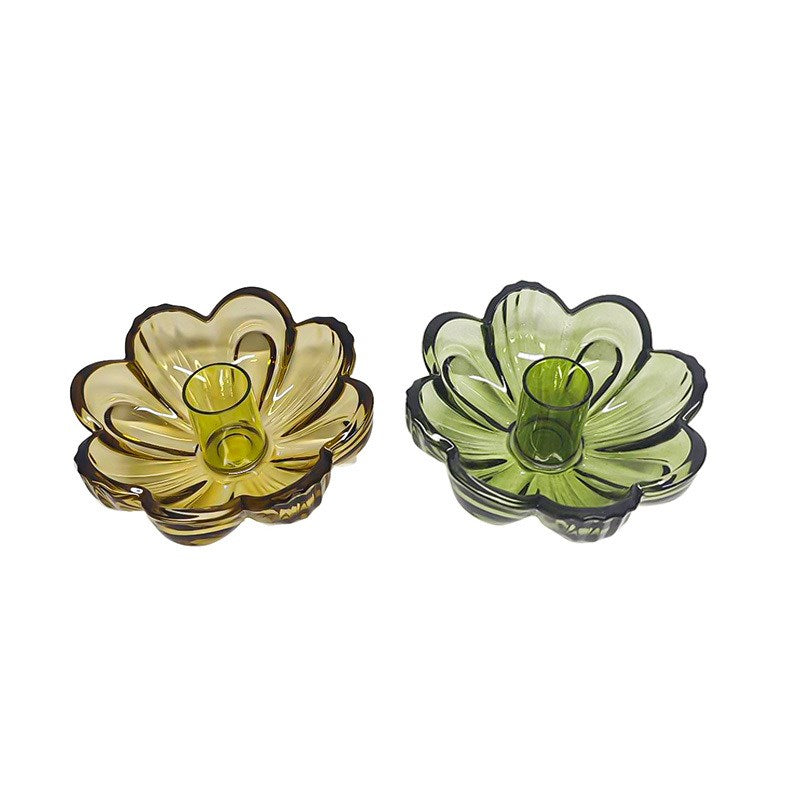 Small Glass Flower Candle Holder- Assorted Colours – Joshua & Company